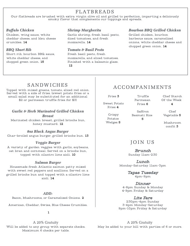 Menus | Camelot Restaurant and Inn