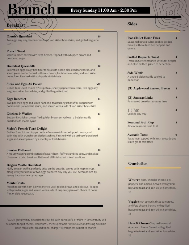 Menus | Camelot Restaurant and Inn