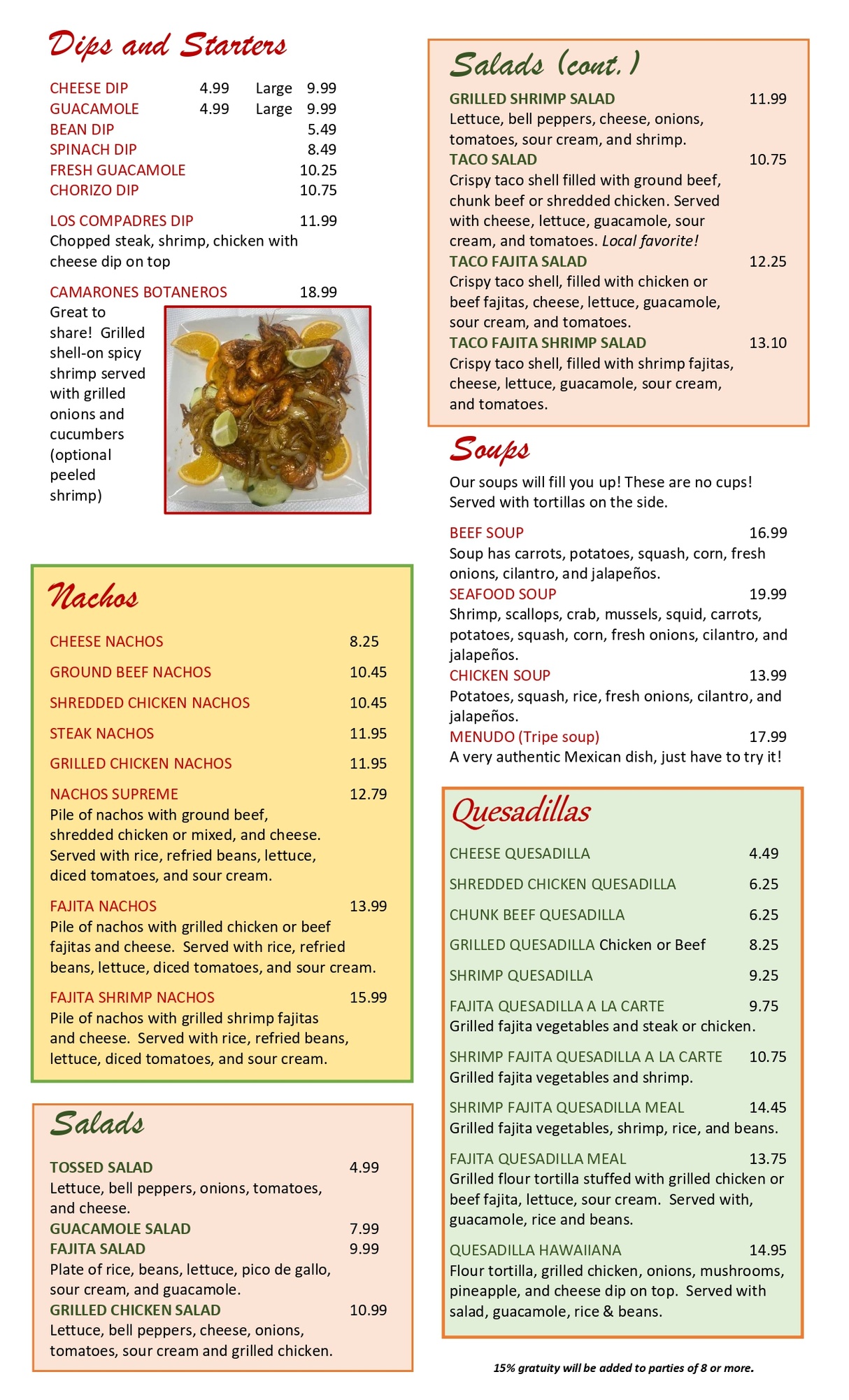Los Compadres | Our Menu