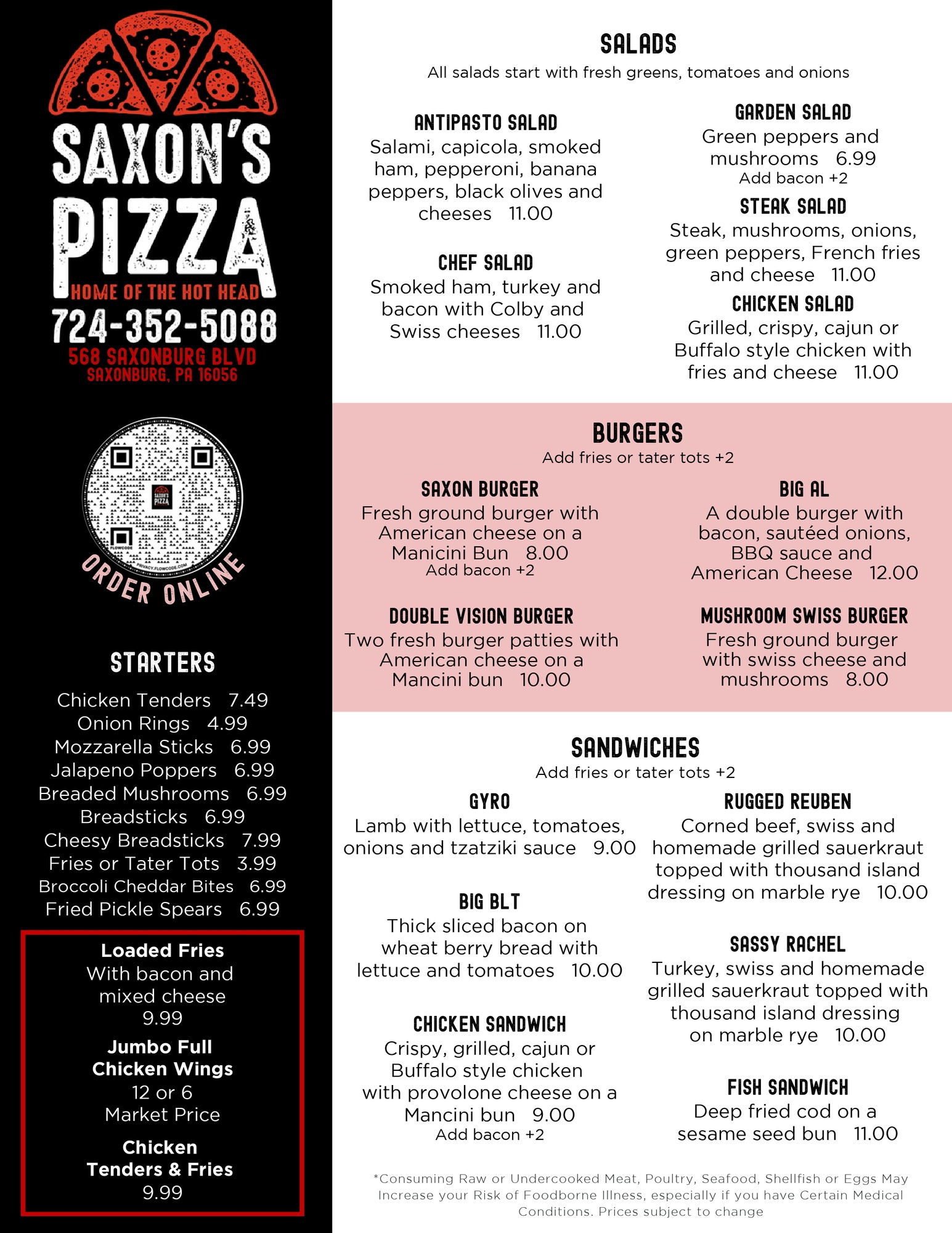 Saxon Country Market | Menu