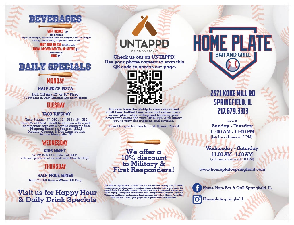 Home Plate Bar & Grill | Menu