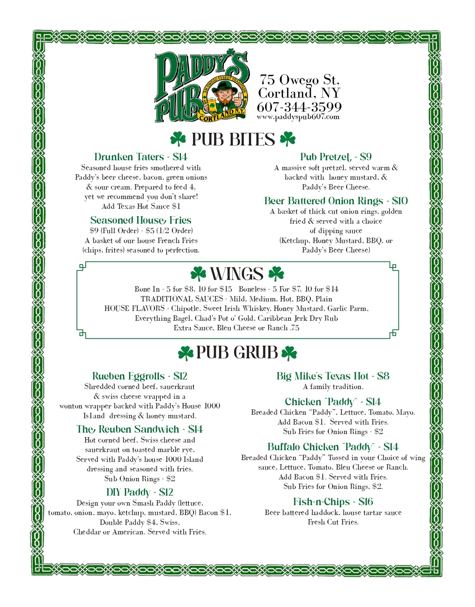 Paddy's Pub | Grab A Beer & A Burger