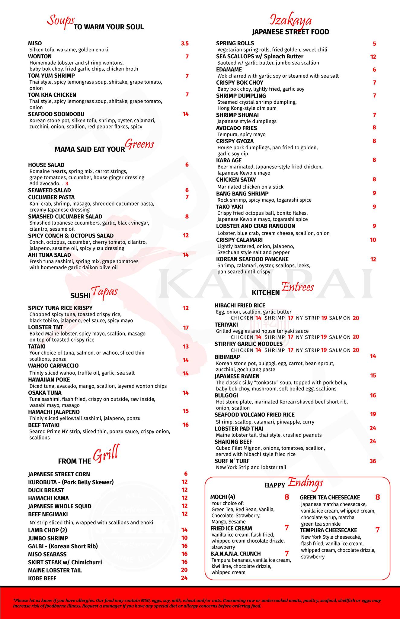 Kanpai / Menu