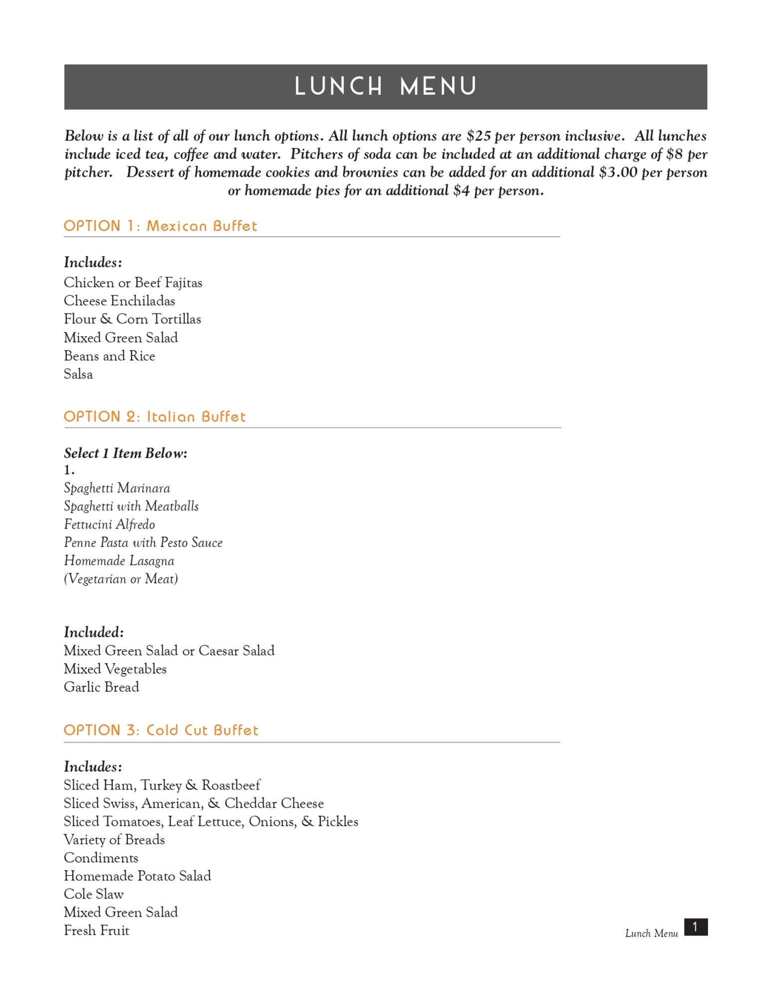Mulligan's Cafe | Mulligan's Cafe / Menu