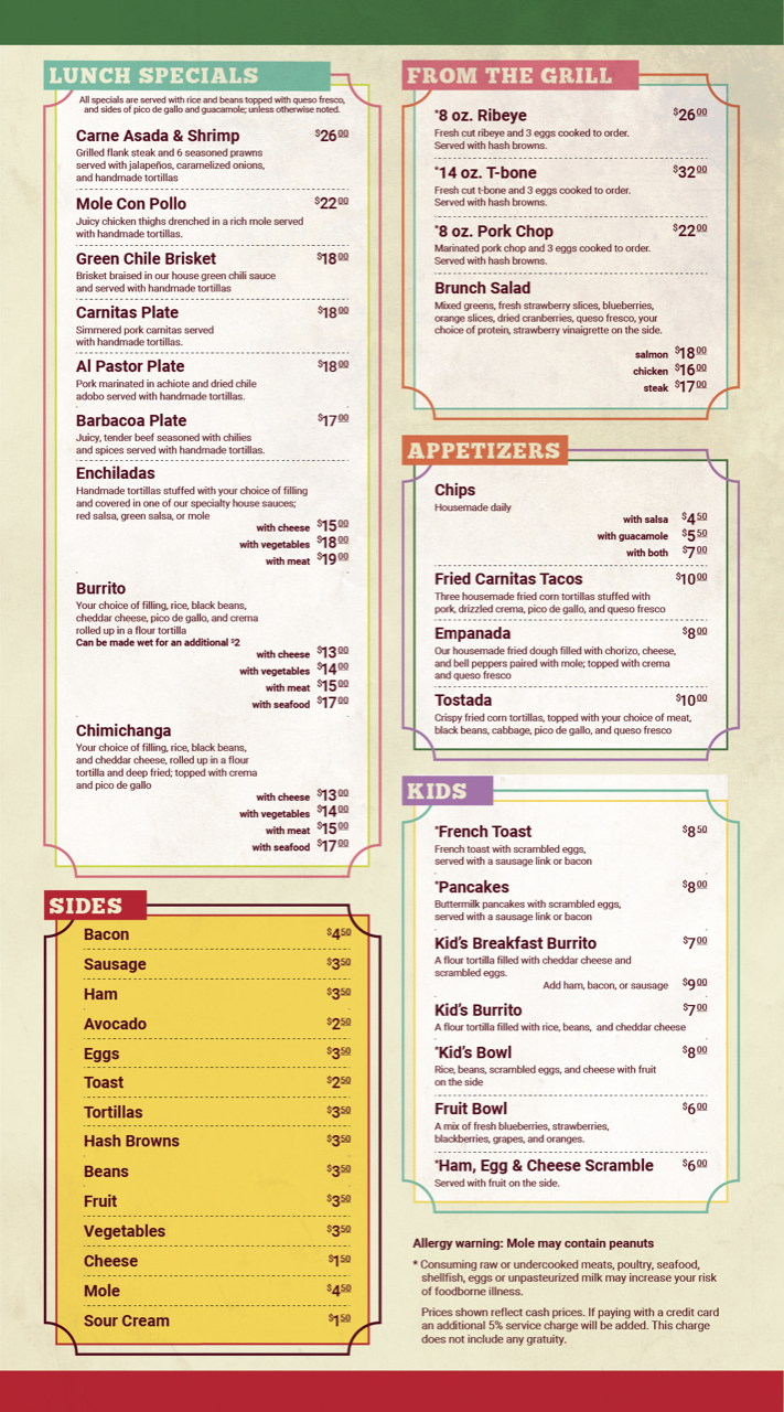 JRJ Fajitas | Menu