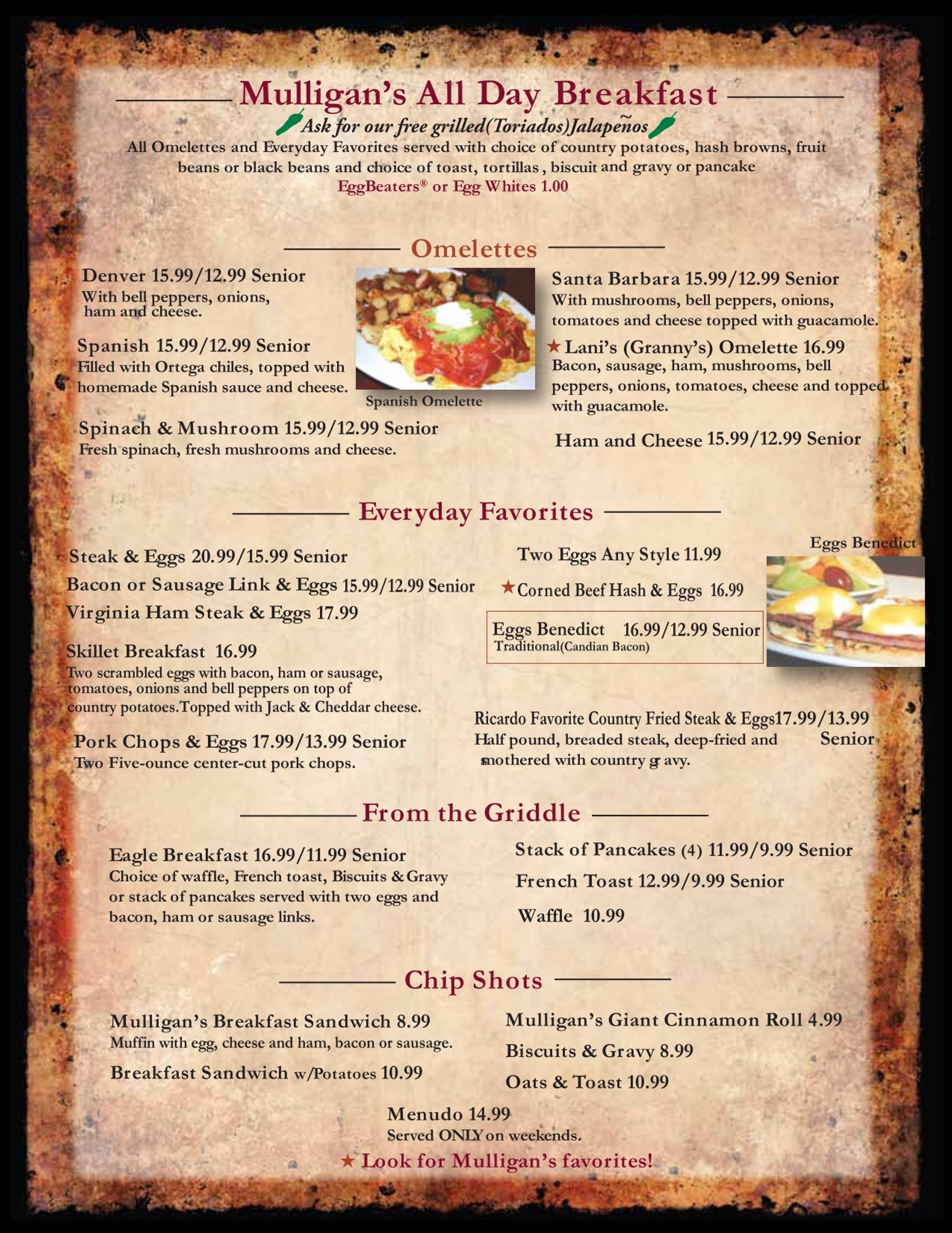 Mulligan's Cafe | Our Menu
