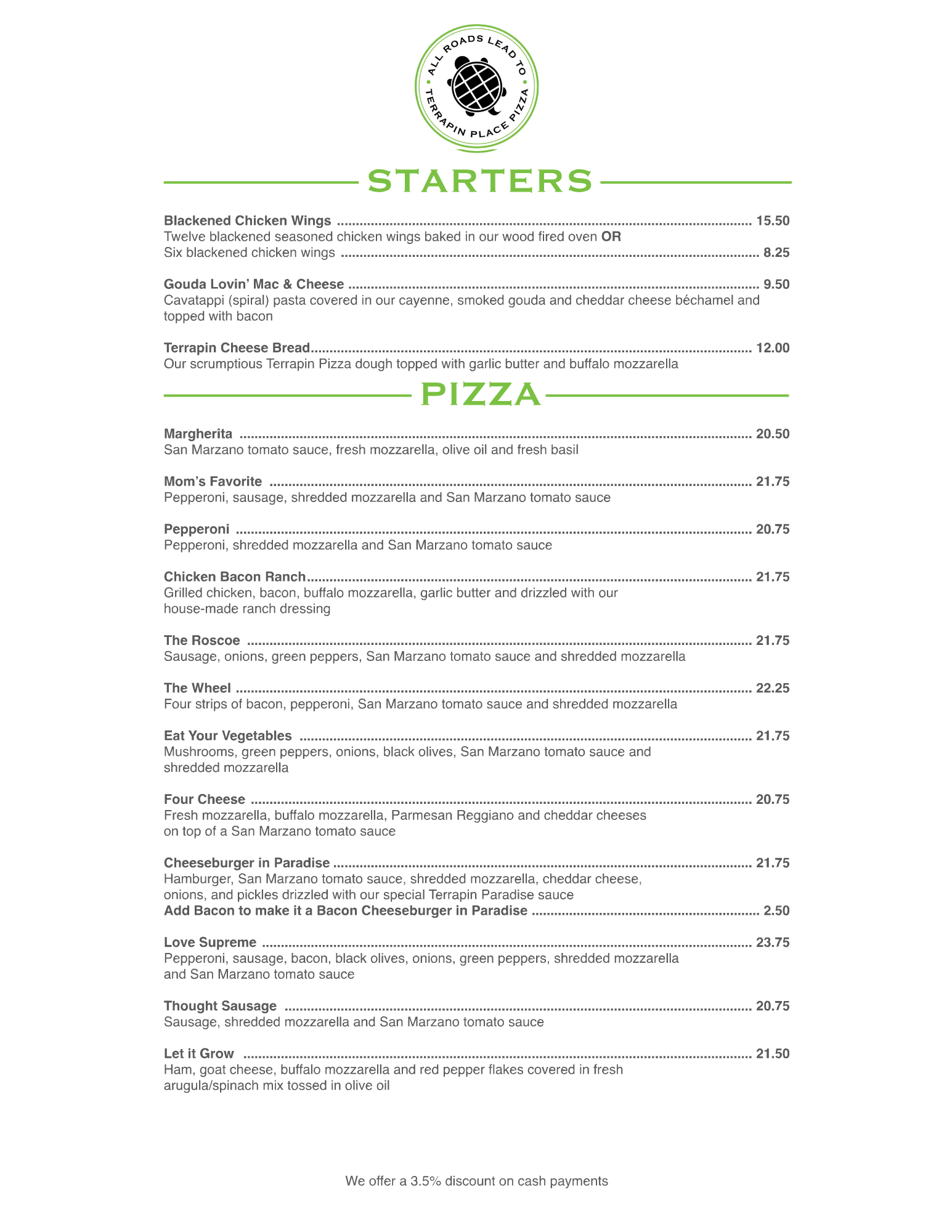 Wood Fire Pizza & More | Terrapin Place Pizza