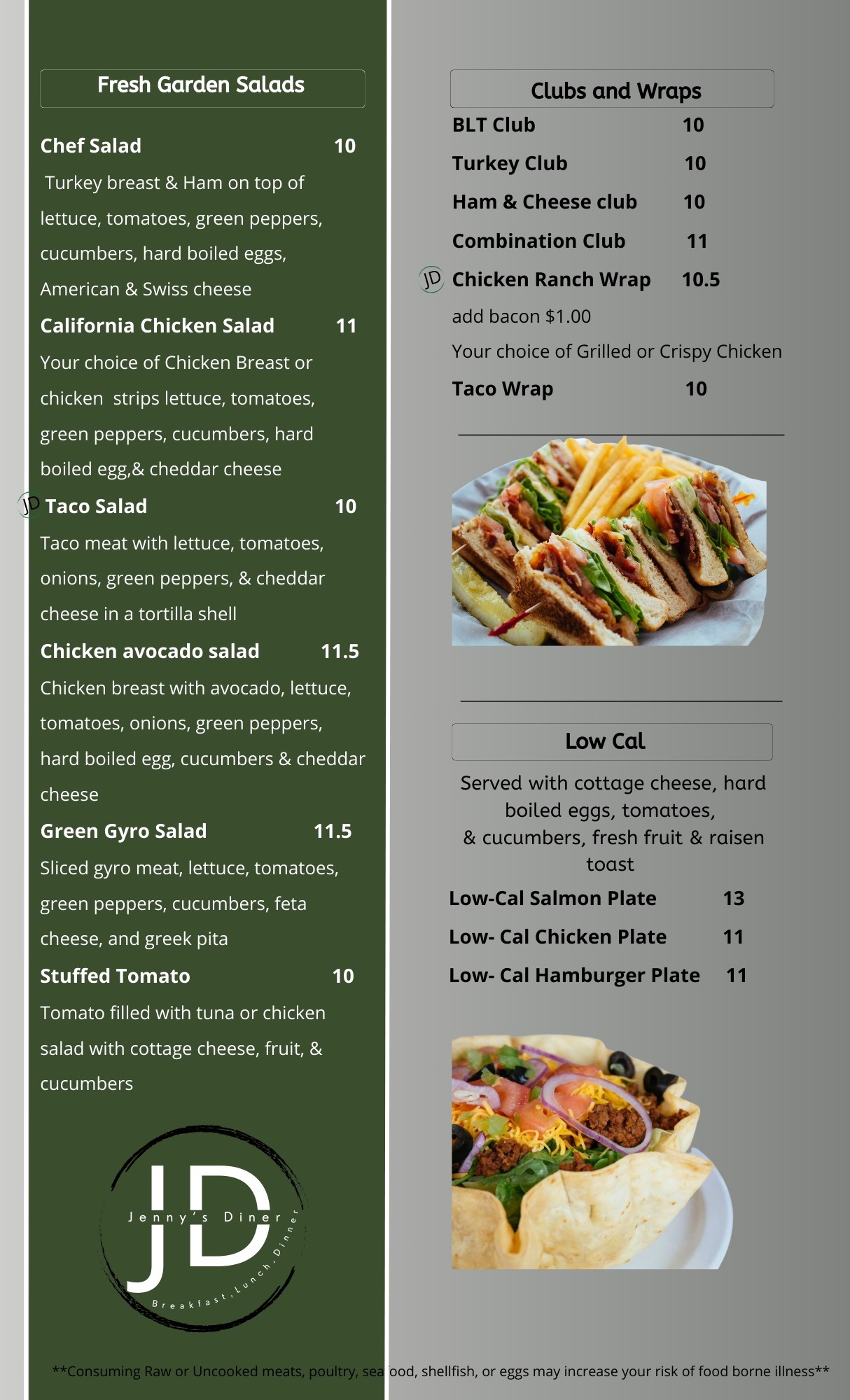 Jenny's Diner | Menu