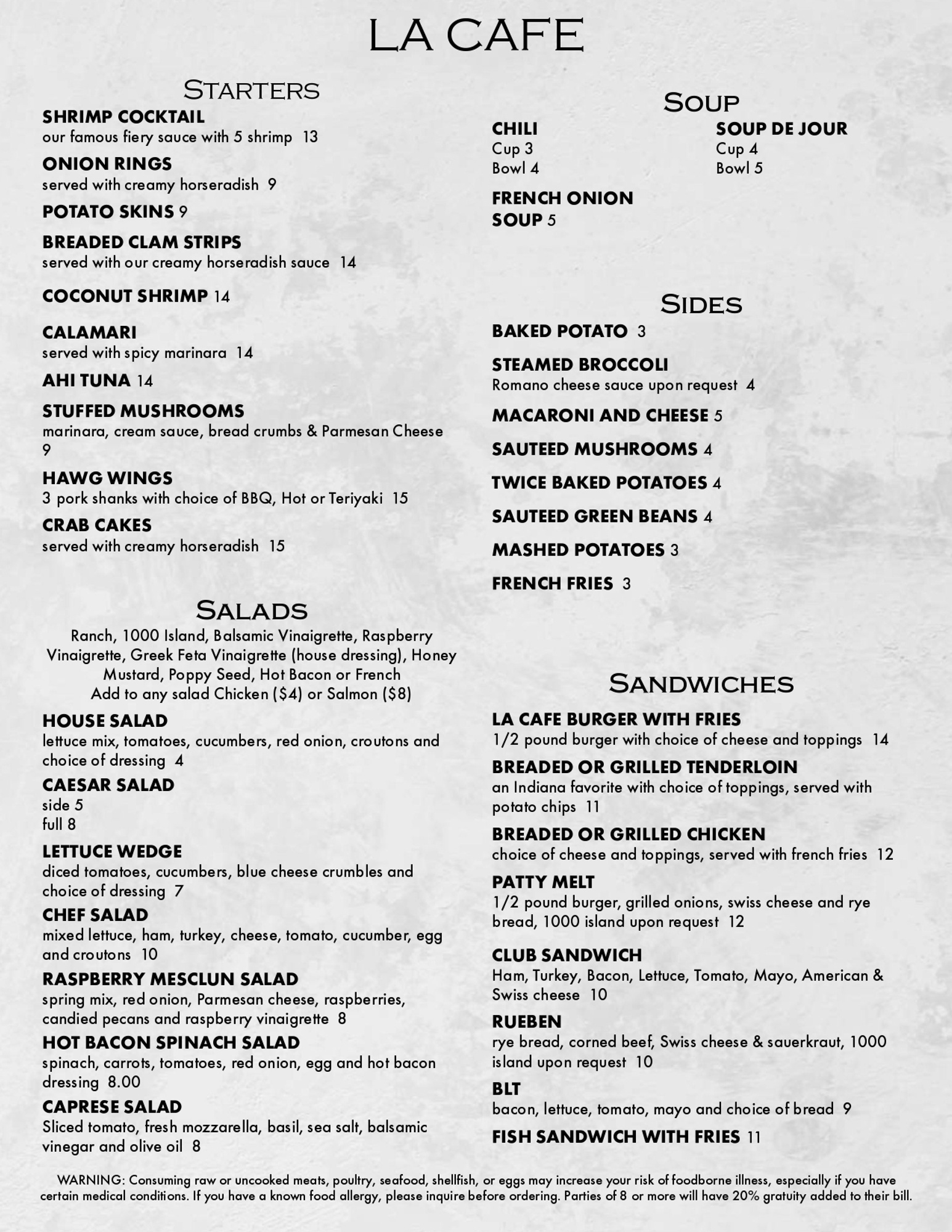 L.A. Cafe | L.A. Cafe / Menu