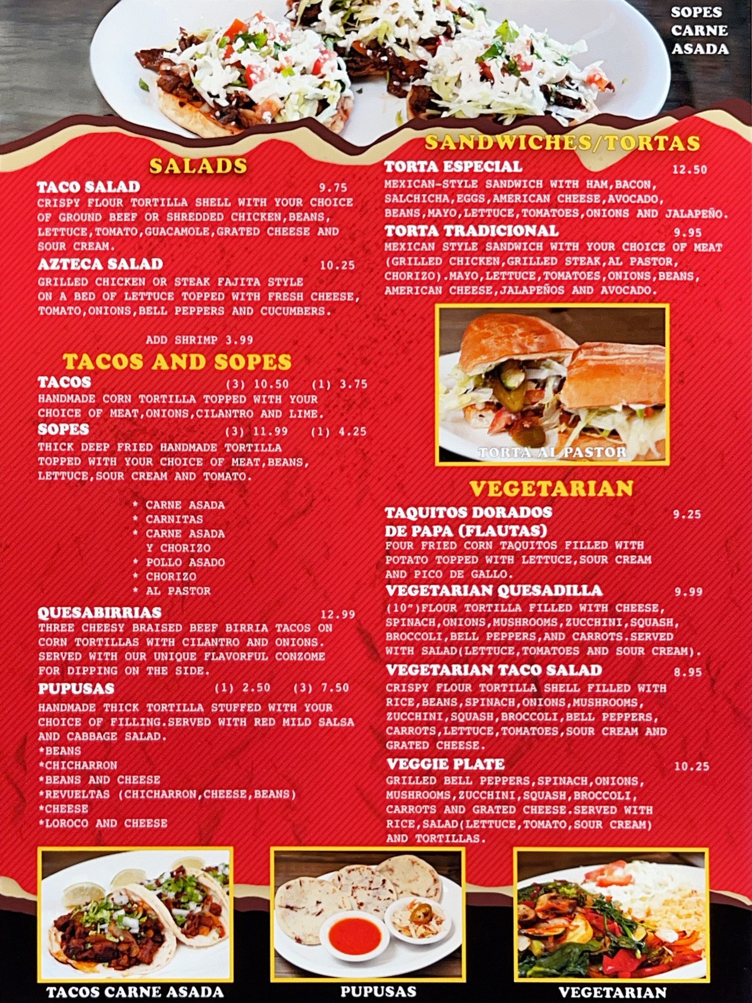 Menu | La Fuente Mexican Restaurant