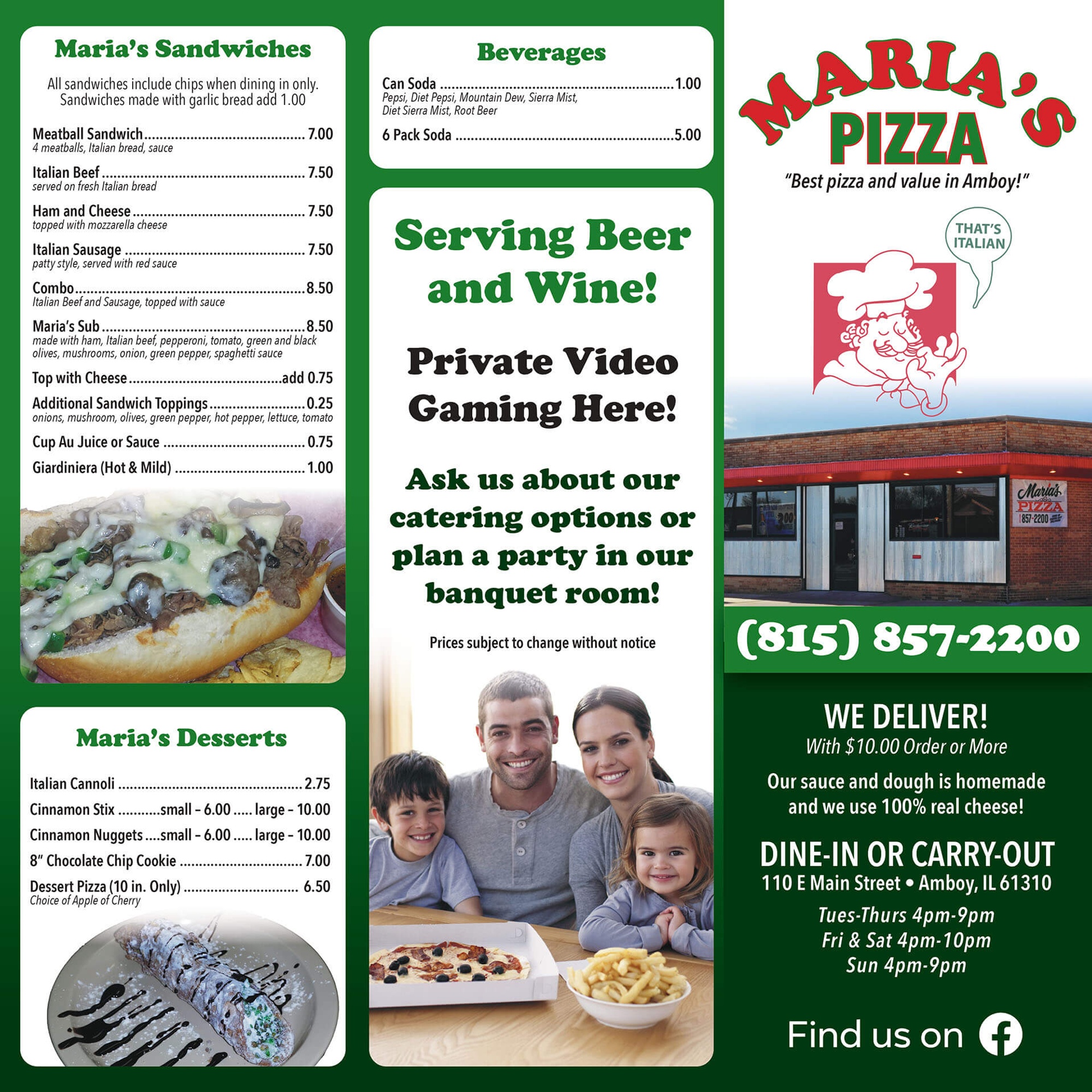 Maria's Pizza | Menu