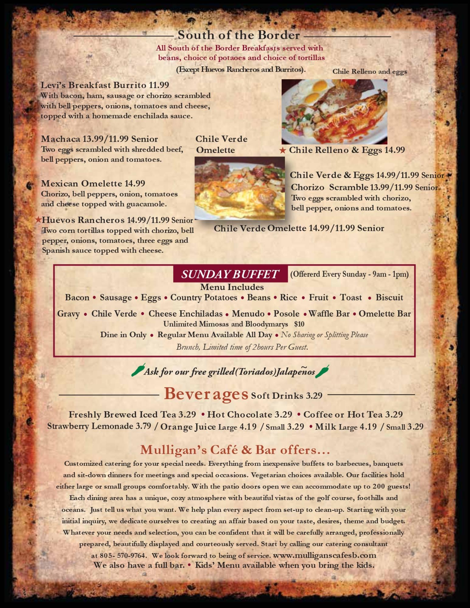 Mulligan's Cafe | Our Menu