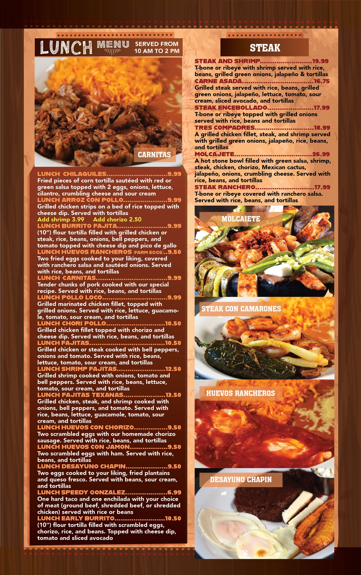 Menu | La Fuente Mexican Restaurant