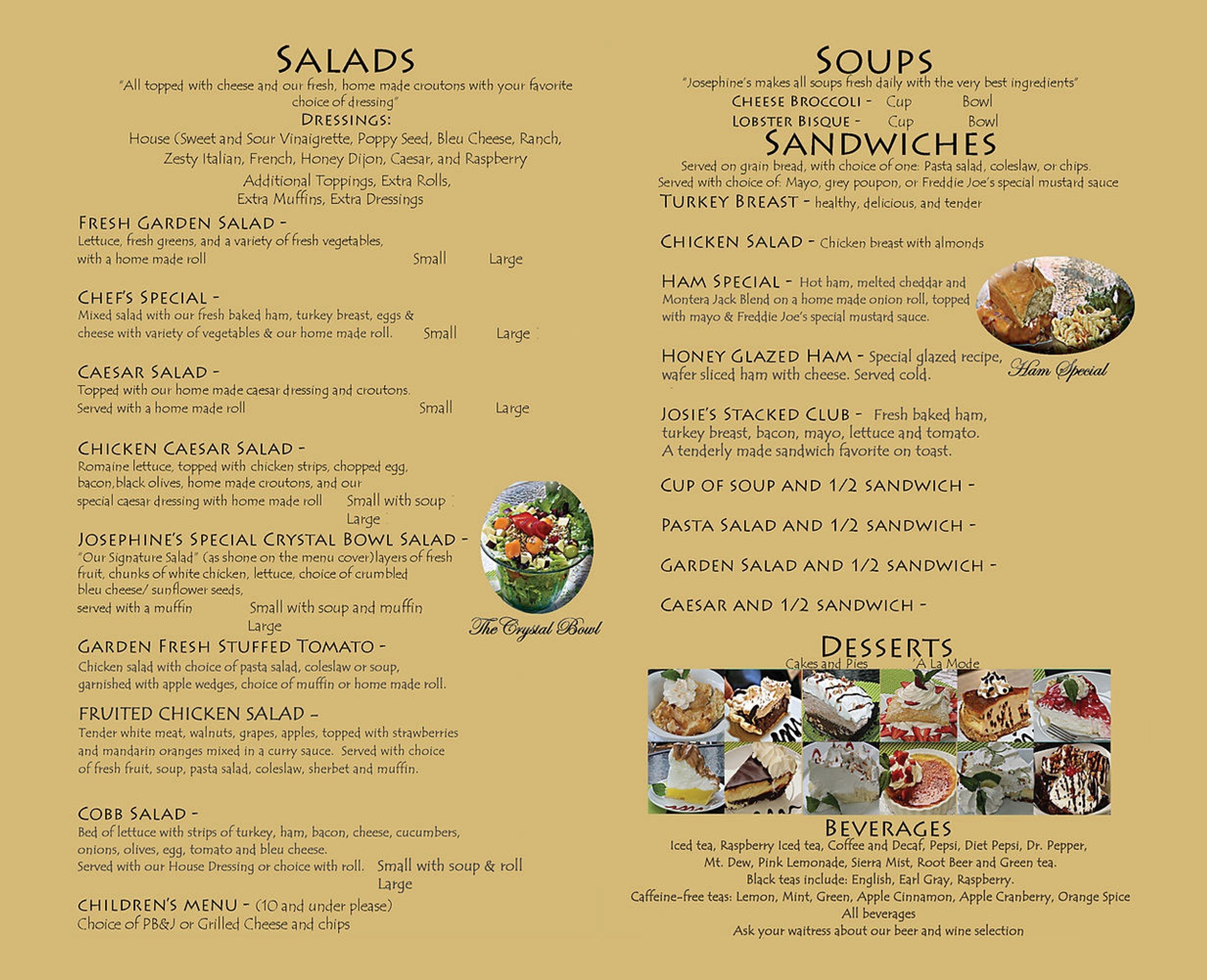 Menu Josephine s Tea Room And Giftshop