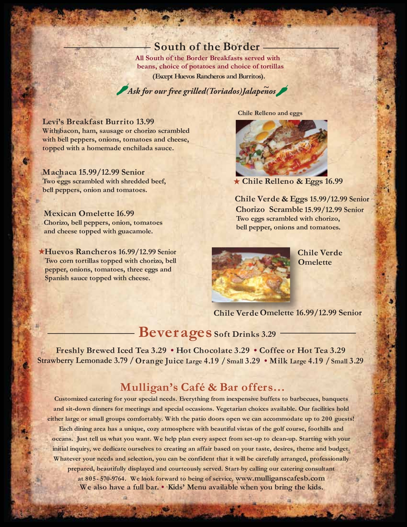 Mulligan's Cafe | Our Menu