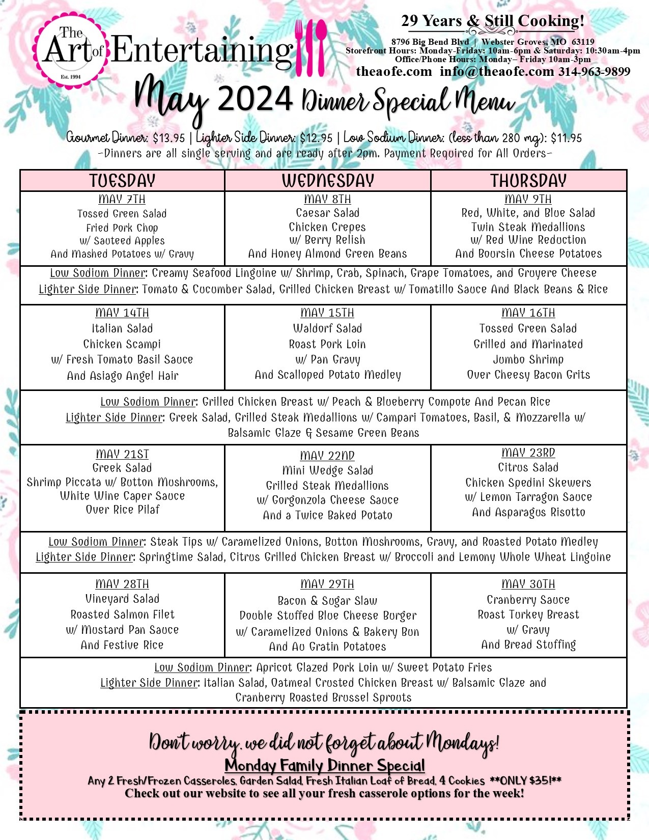 The Art of Entertaining | Welcome To The Art of Entertaining! | Carryout