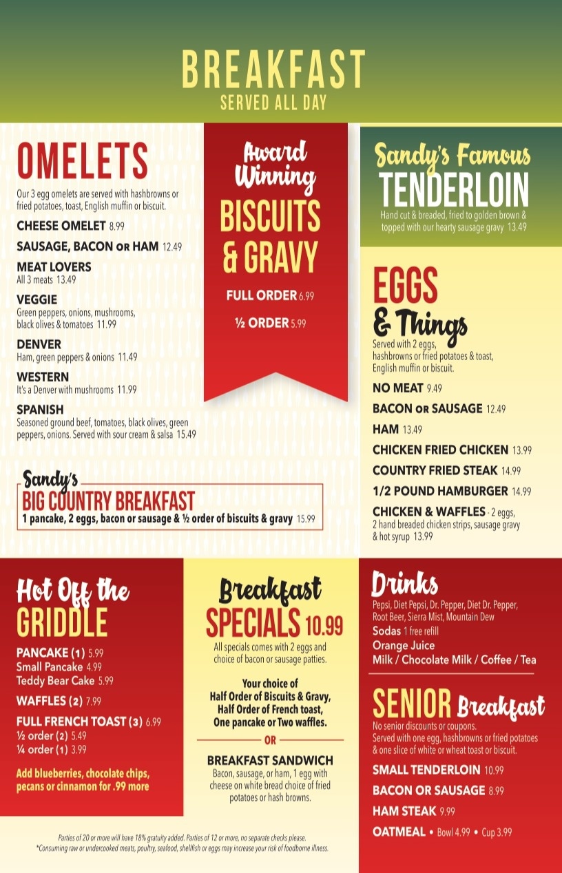 Sandy's Restaurant - Home Cooked Meals, Breakfast Anytime | Sandy's ...