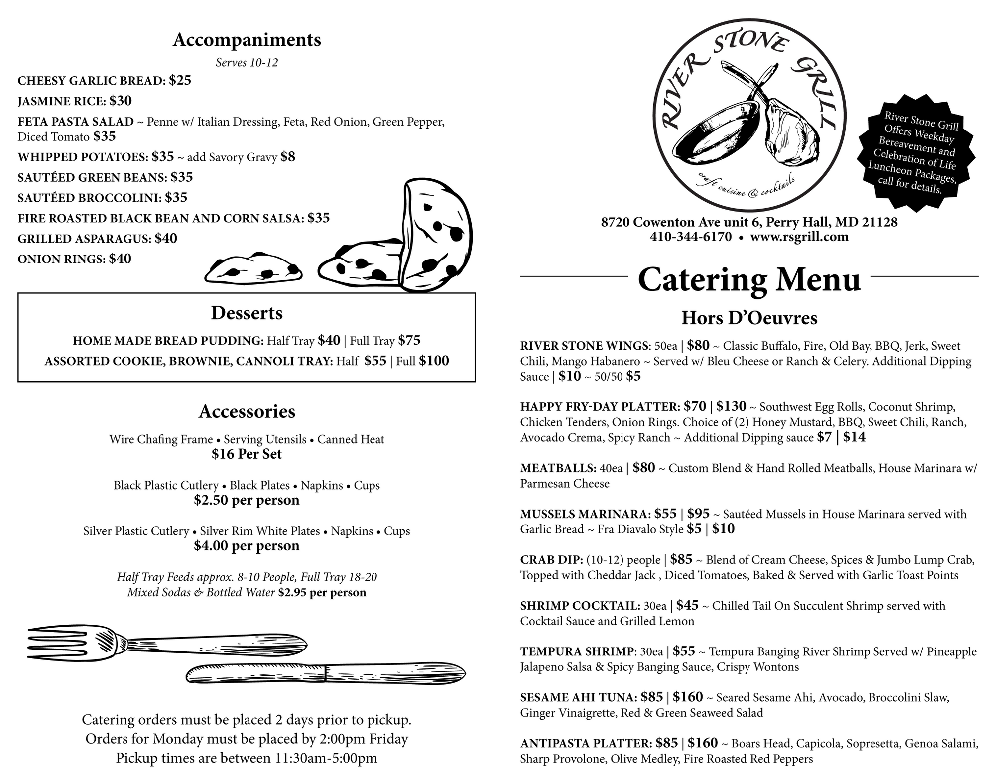 Menu | Modern American | Perry Hall, MD