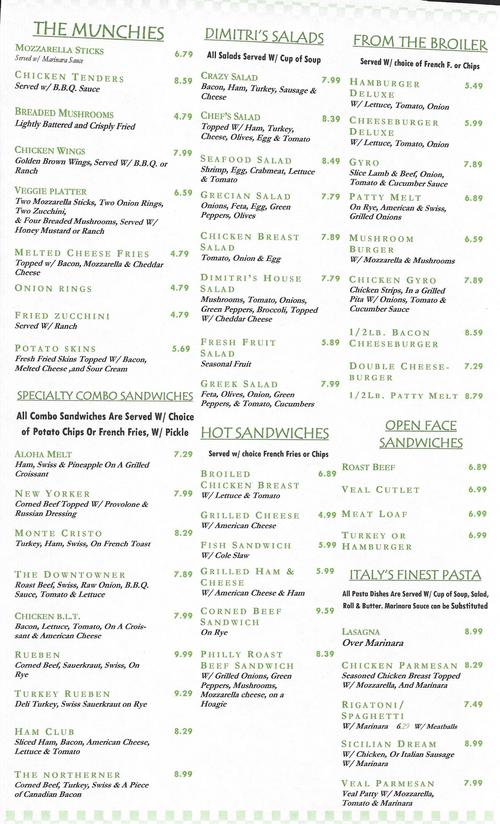 Dimitris Family Restaurant | OH | Dimitris Family Restaurant |Menu