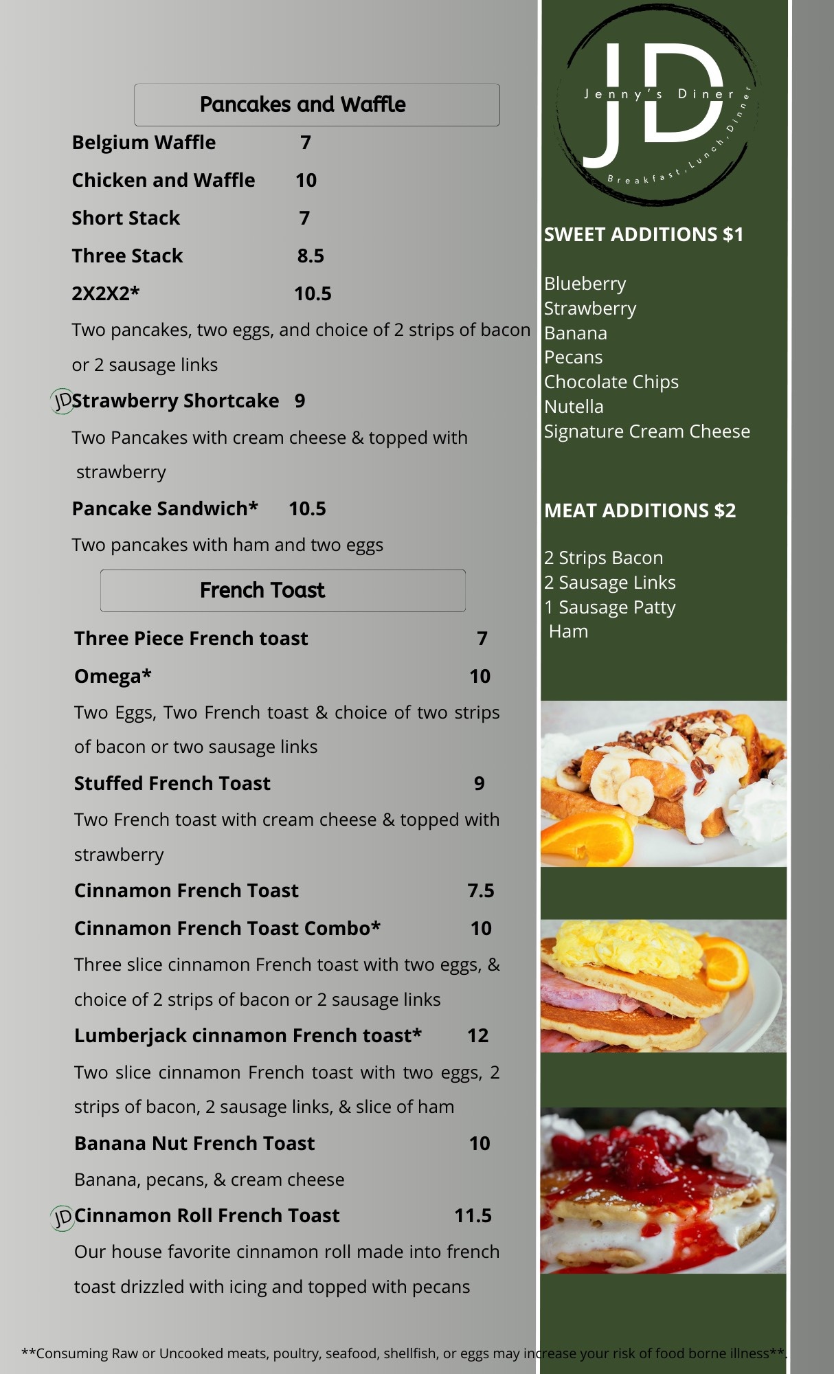 Jenny's Diner | Menu