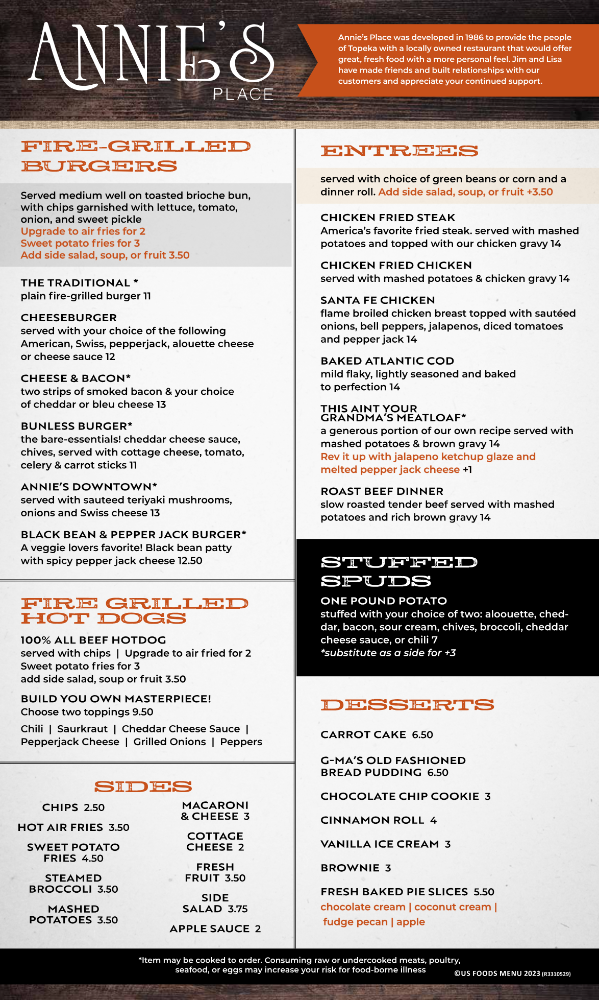 Menus | Annie's Place