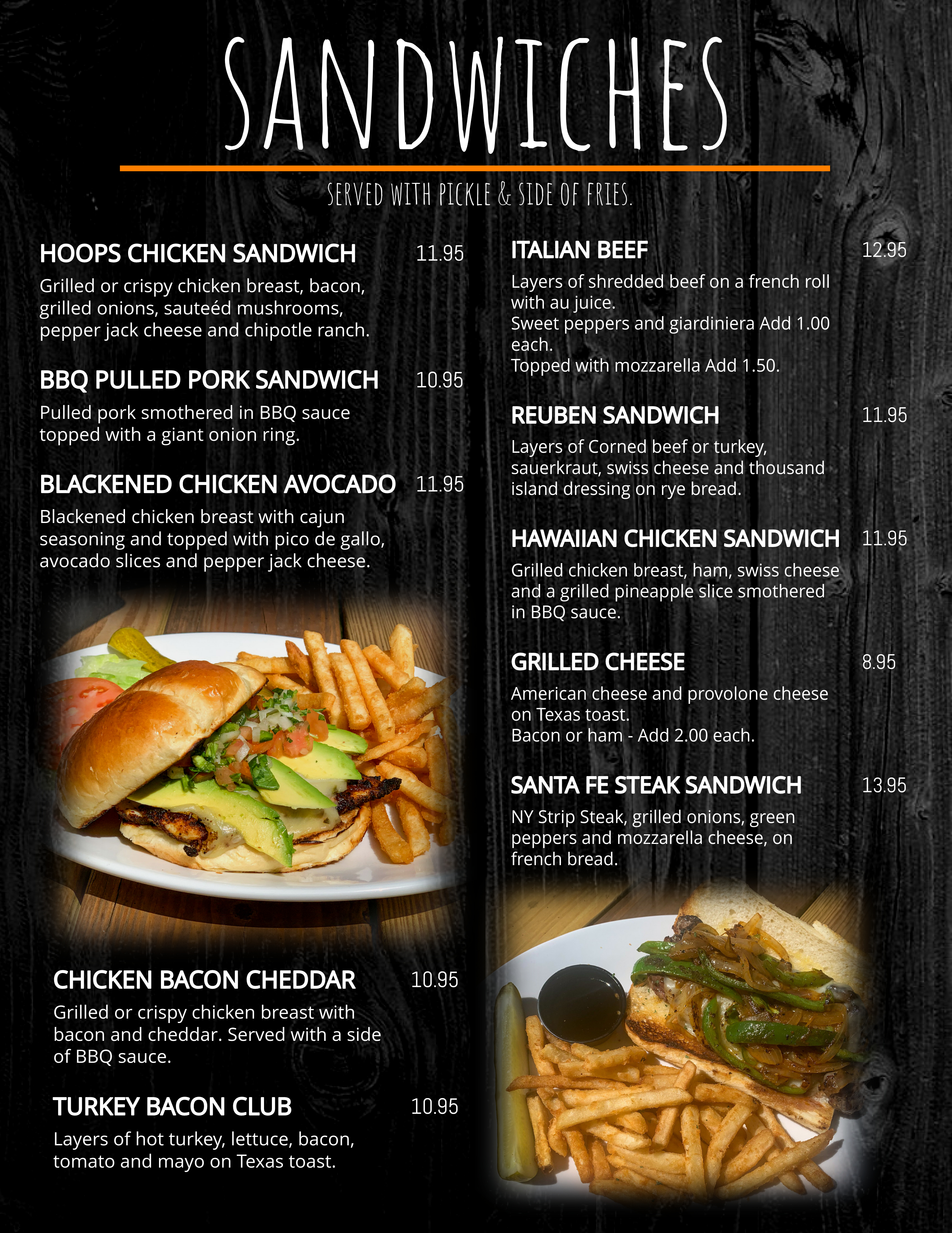 Hoops Sports Bar and Grill | Hoops Bar & Grill | Our menu
