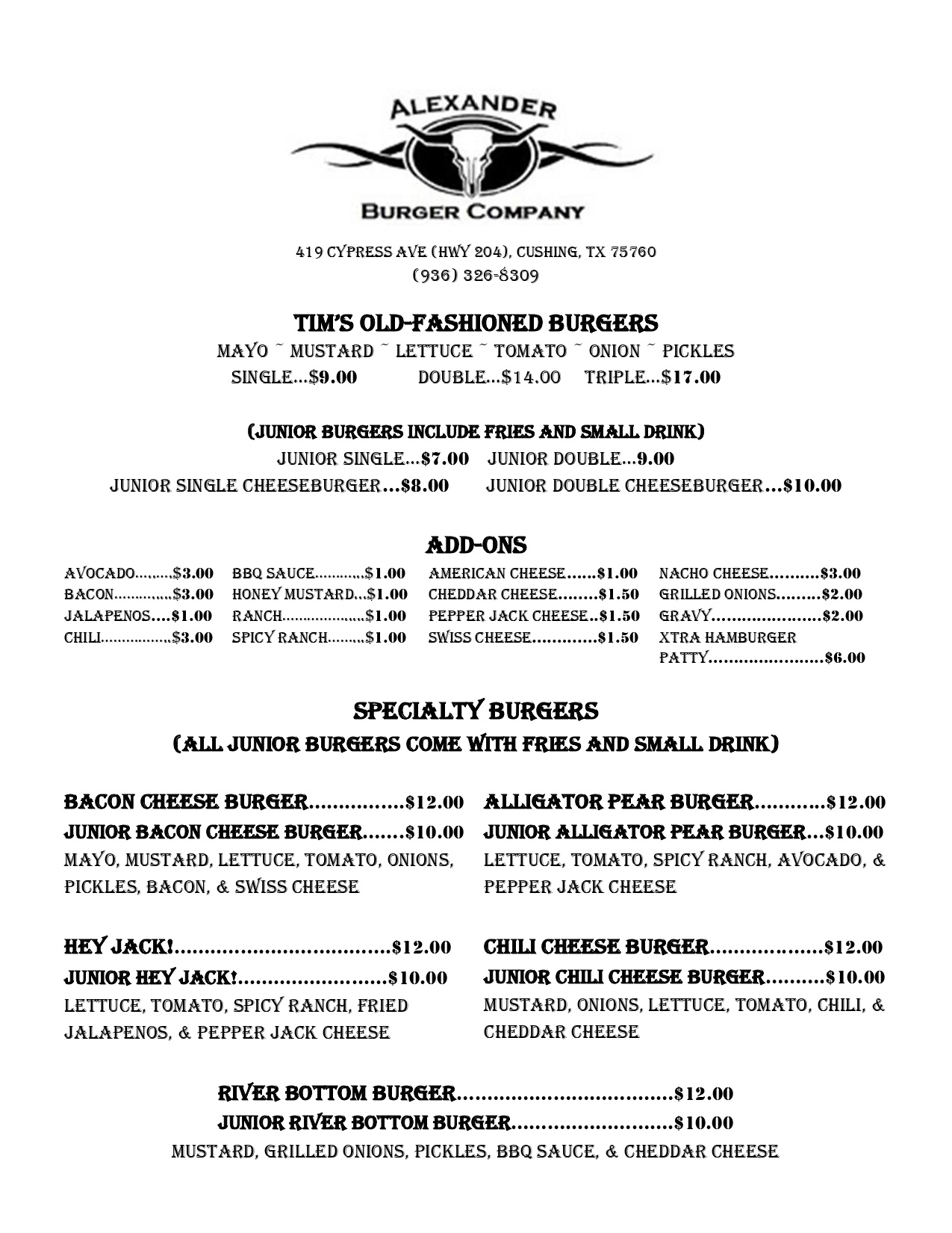 Alexander Burger Company | Best Burgers in Town | Alexander Burger ...