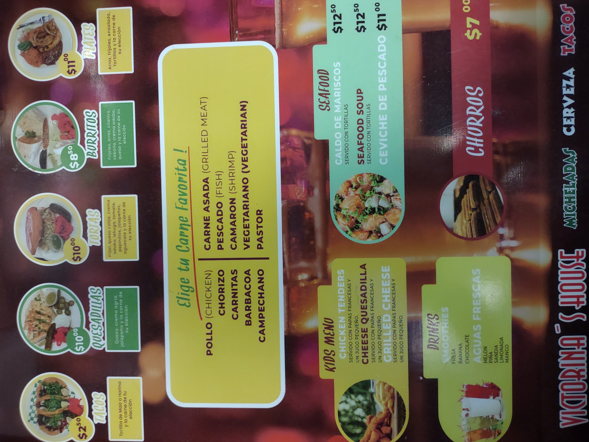 Menu | Victorina's Micheladas, Cerveza, Tacos