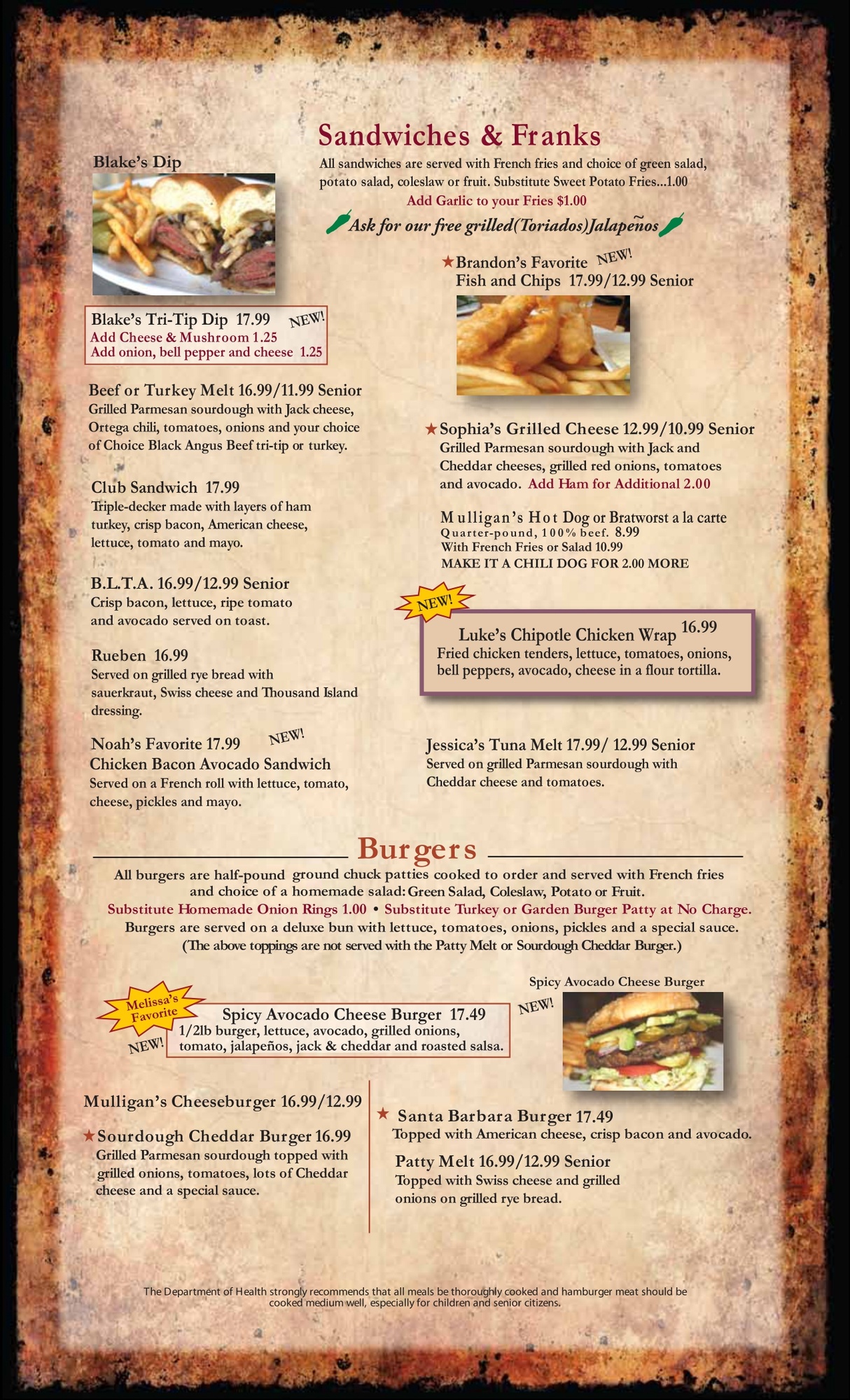 Mulligan's Cafe | Our Menu