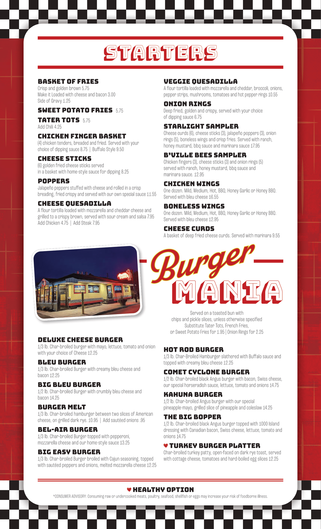 Menu | B'Ville Diner