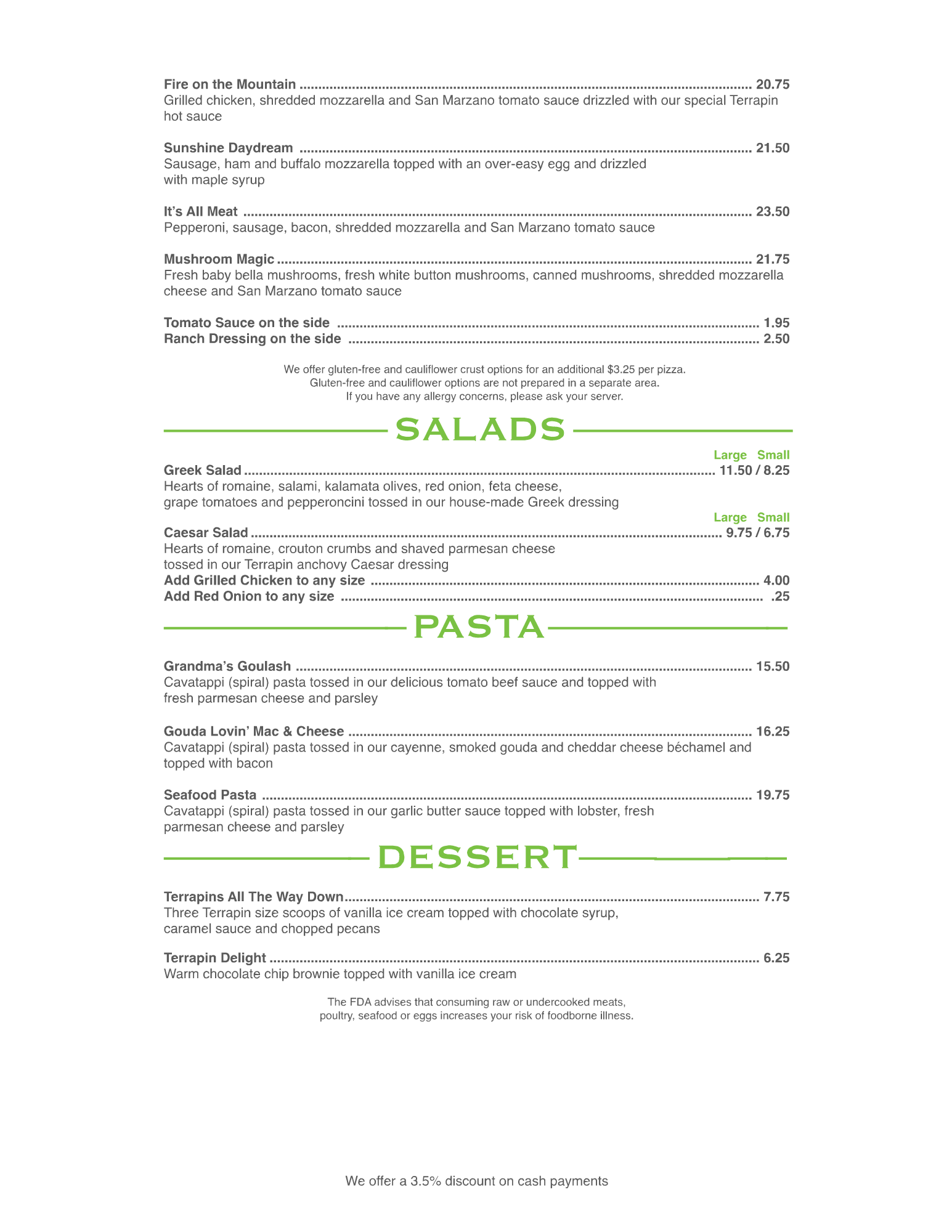 Wood Fire Pizza & More | Terrapin Place Pizza