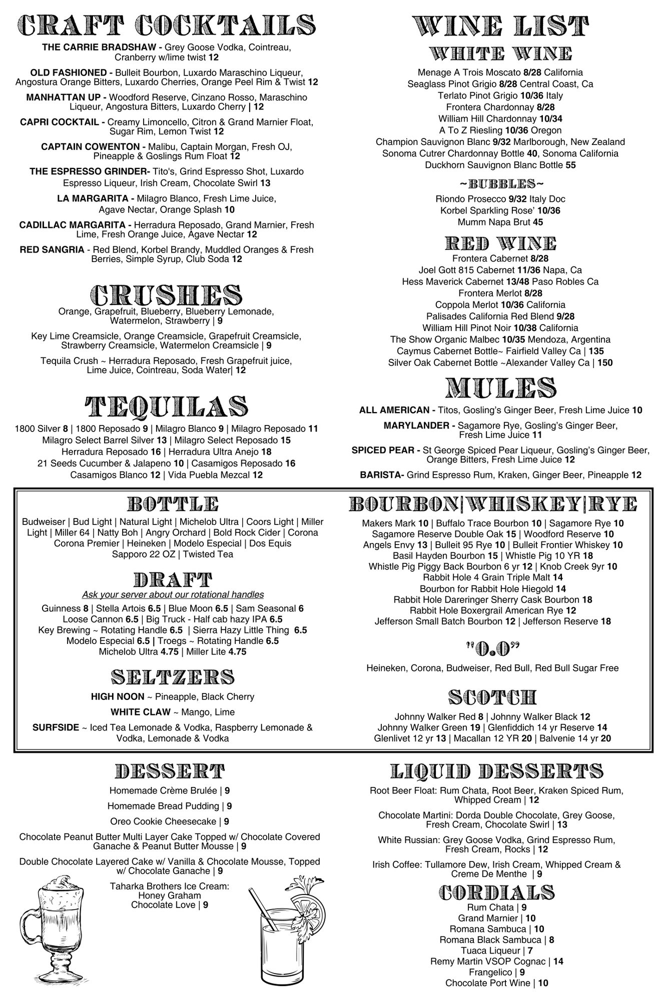 Menu | Modern American | Perry Hall, MD