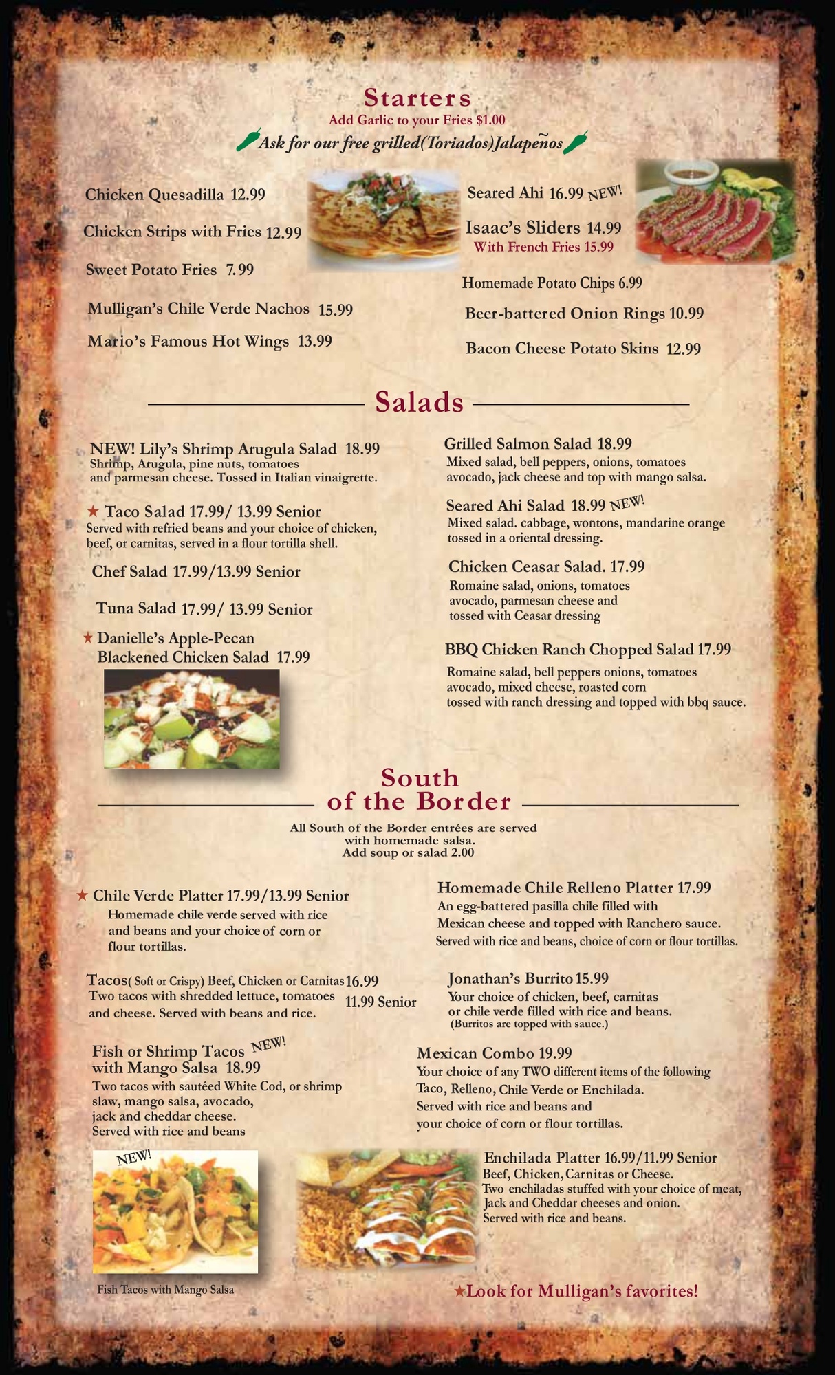 Mulligan's Cafe | Our Menu