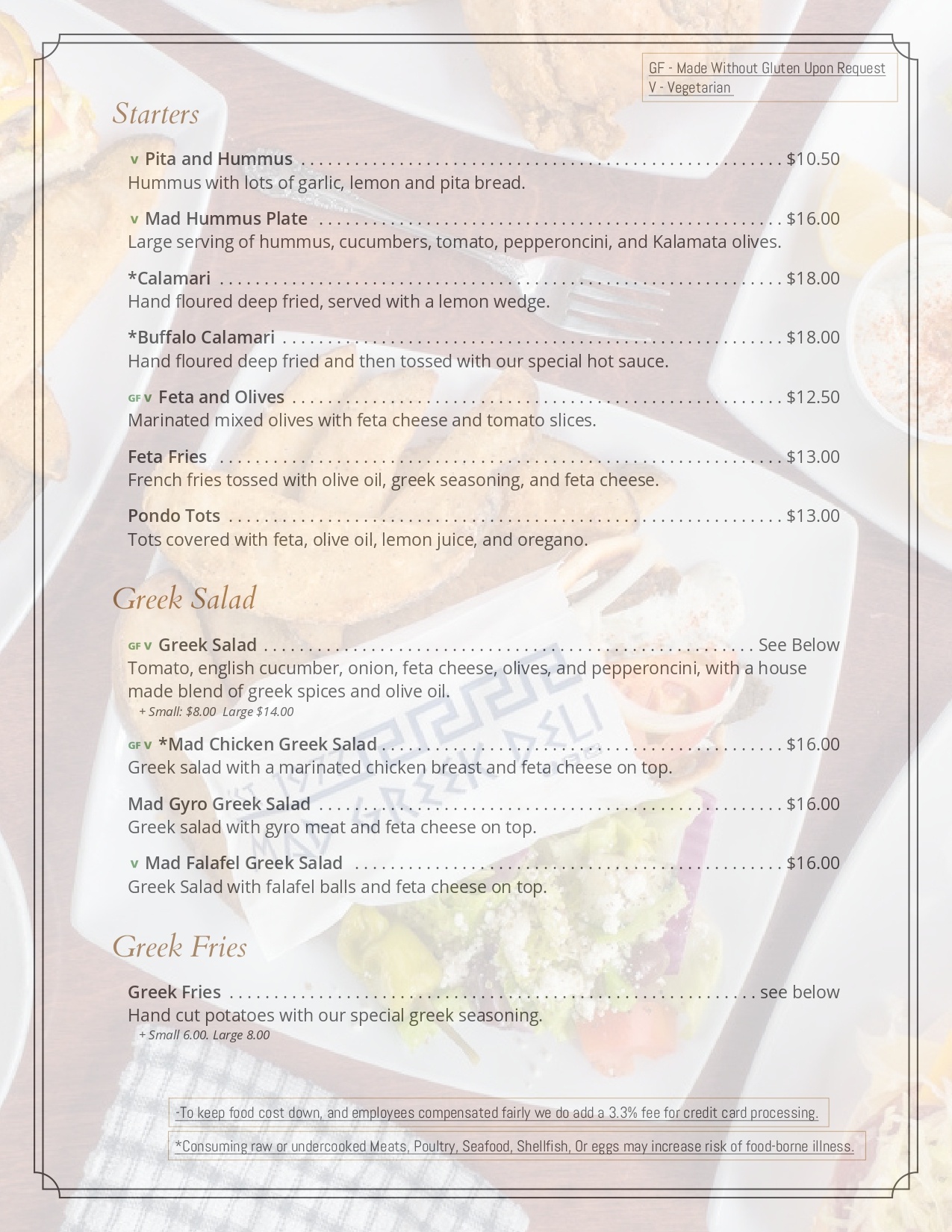 Mad Greek Deli - Menu