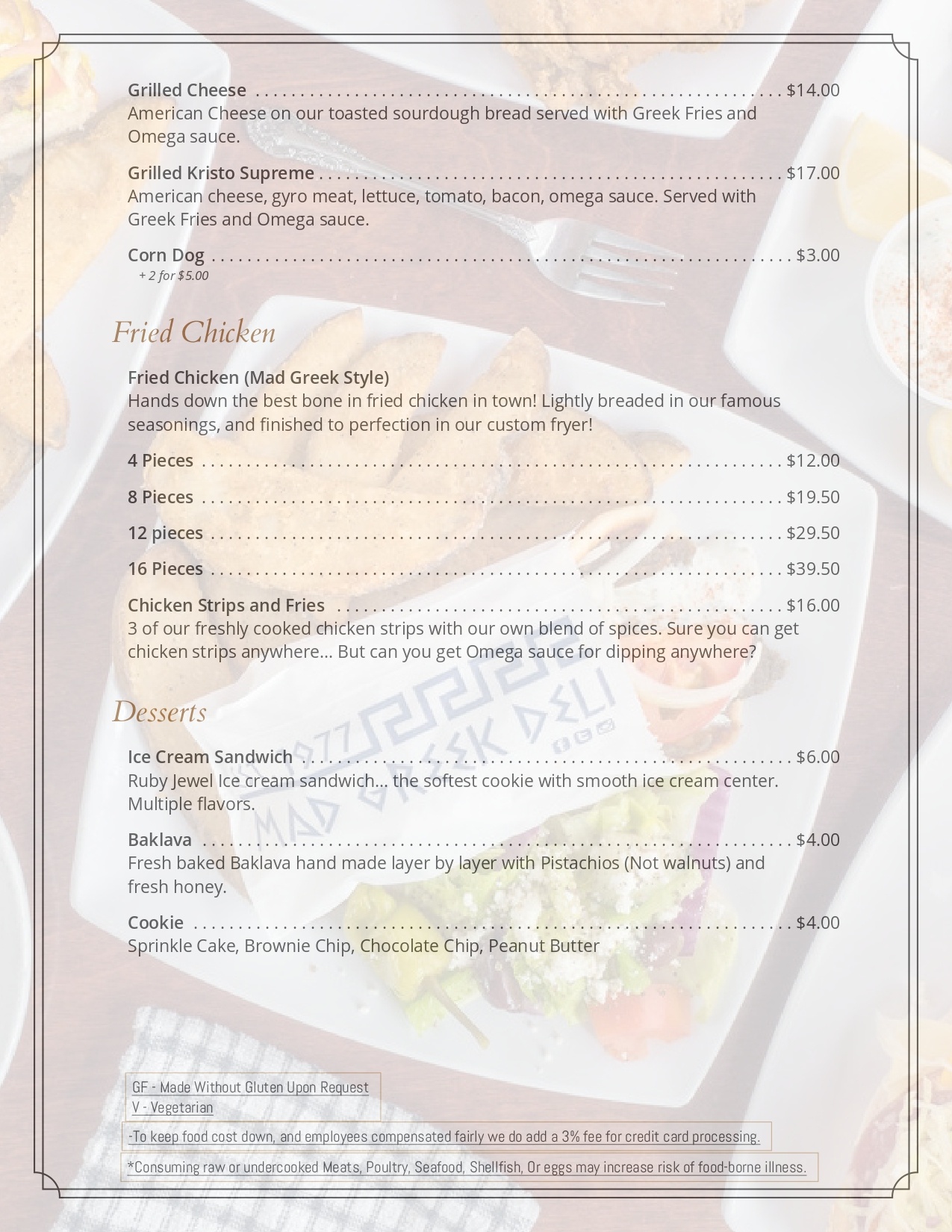 Mad Greek Deli - Menu