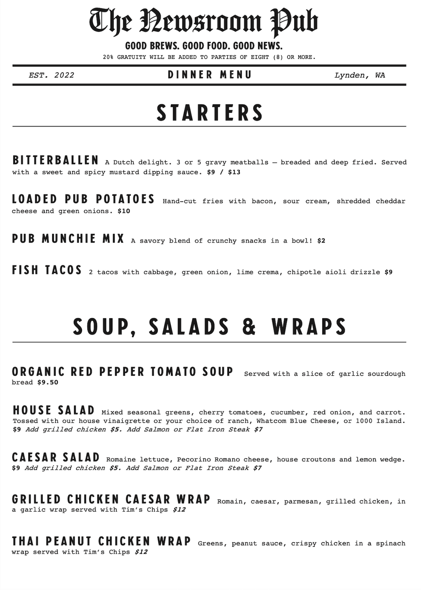 The Newsroom Pub | Good Food & Good Brews