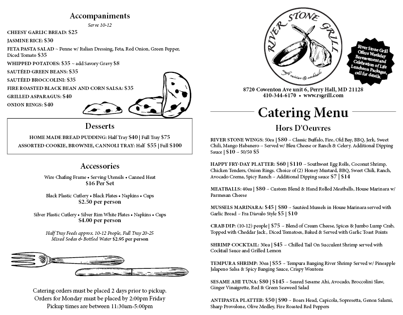 Catering Services | Riverstone Grill Perry Hall, MD