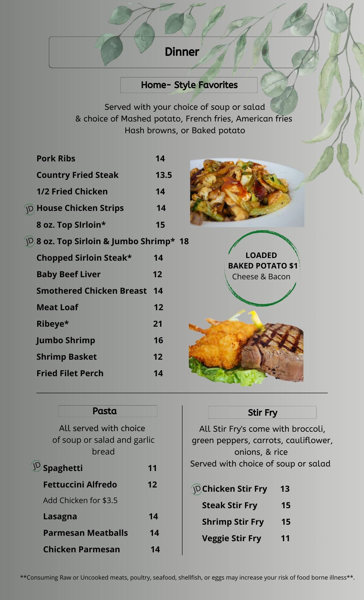 Jenny's Diner | Menu