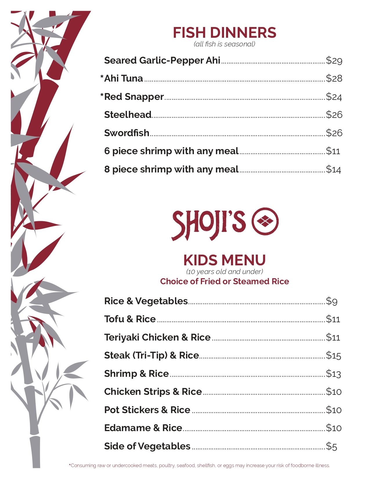 Shoji´s | Menu