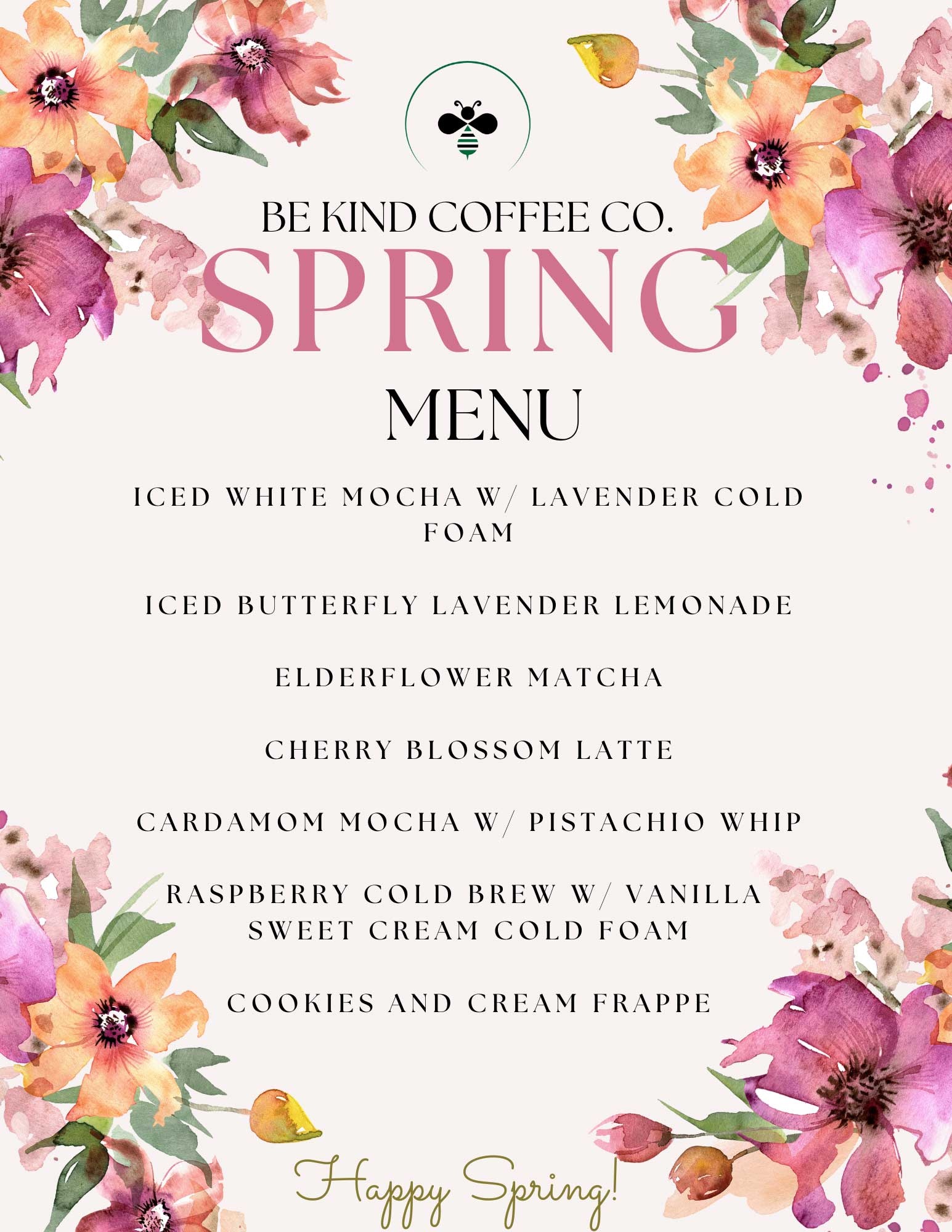 Be Kind Coffee Co. | Menu